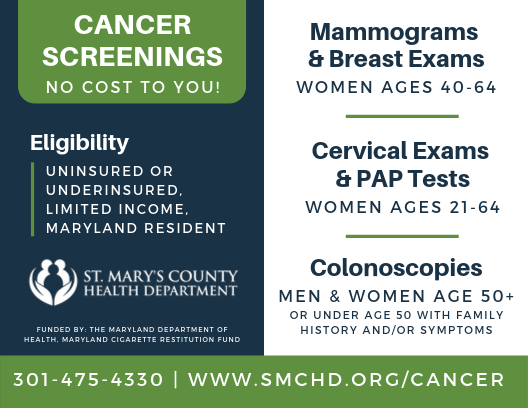 Cancer Screenings Card - St. Mary's County Health Department